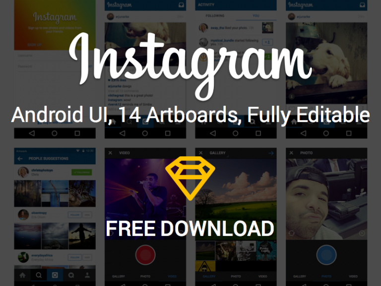Instagram Android Mobile UI Kit for Sketch - PSDDD.co