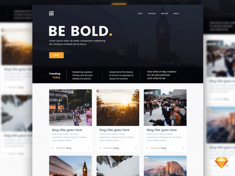 Bold Blog Page Template for Sketch - PSDDD.co